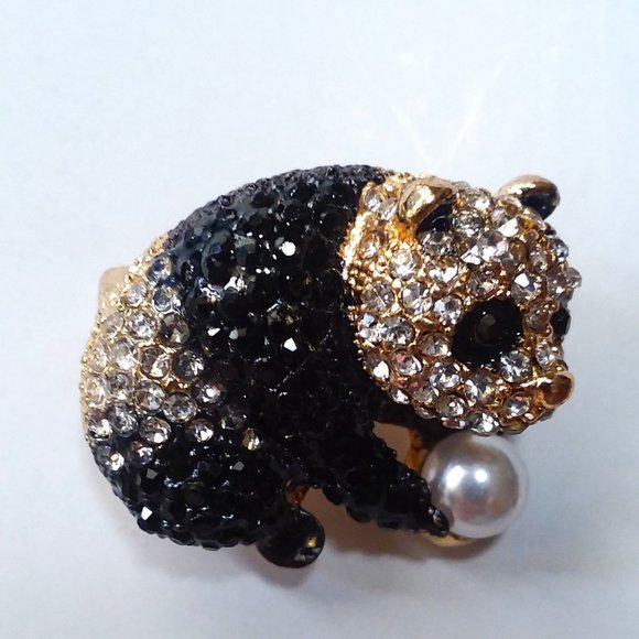 Fashion Jewelry | Jewelry | Panda Bear Rhinestone Brooch Pearl Pin ...